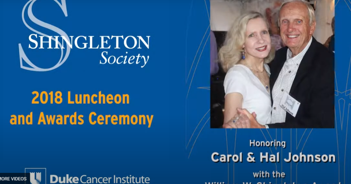 Duke Cancer Institute honors Carol and Hal Johnson | Giving to Duke Health